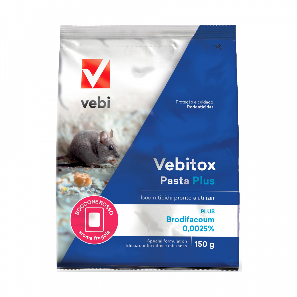Raticida Vebitox Pasta Plus Vermelho 150g - 1206253 - Ovarmat